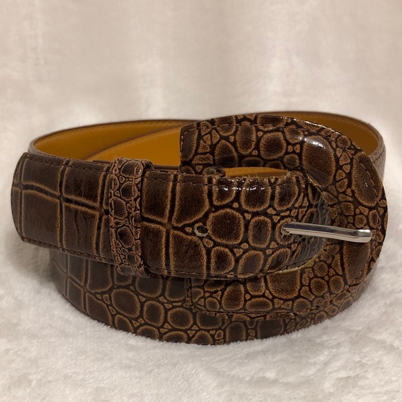 Accessories | Womens Leather Belt W Patten Leather Exterior In Brown ...